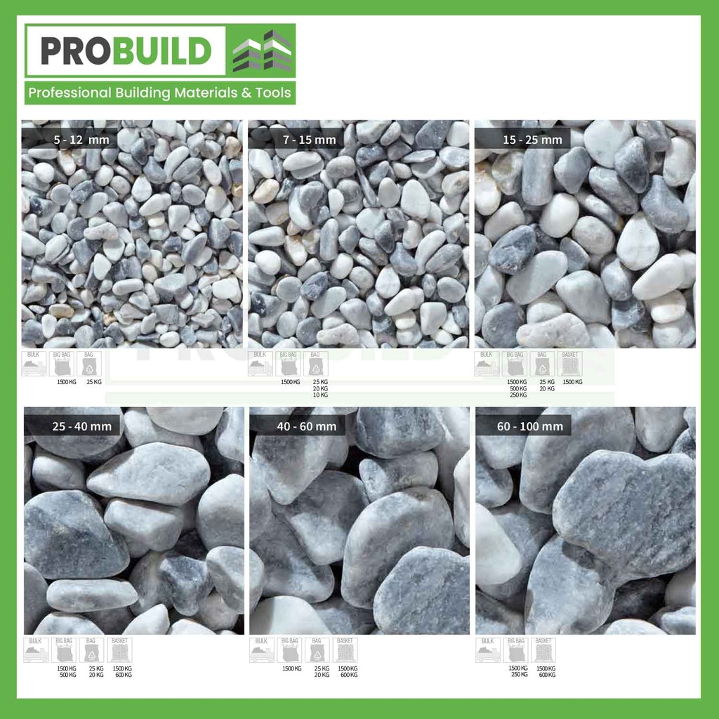 ICE BLUE Marble Pebbles | Probuild Malta